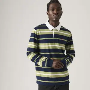 Supreme Striped Rugby Long Sleeve Shirt - Navy | Editorialist